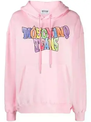 Moschino Logo-print Cotton Hoodie - Pink