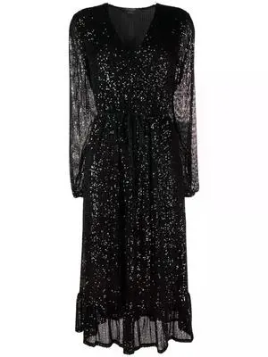 TWINSET Sequin-embellished Fine-ribbed Midi Dress - Black