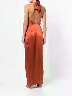 Voz Convertible Halterneck Silk Dress - Red