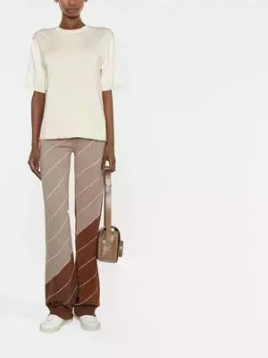 Stella McCartney Diagonal-stripe Wool Flared Trousers