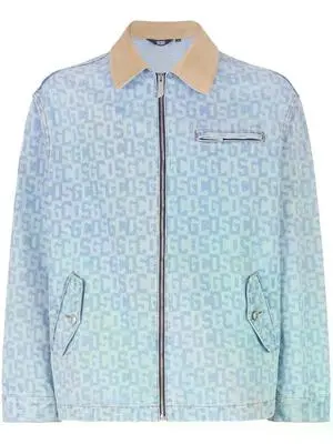 Gcds Monogram Denim Harrington Jacket - Blue