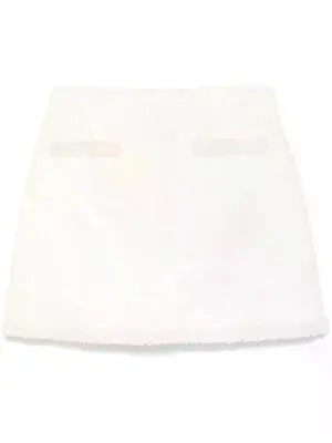 SELF-PORTRAIT Bouclé Pearl-trim Mini Skirt