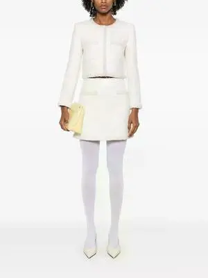 SELF-PORTRAIT Bouclé Pearl-trim Mini Skirt