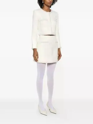 SELF-PORTRAIT Bouclé Pearl-trim Mini Skirt
