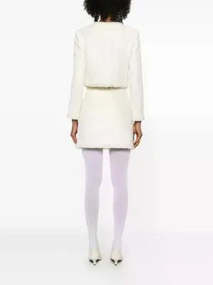 SELF-PORTRAIT Bouclé Pearl-trim Mini Skirt
