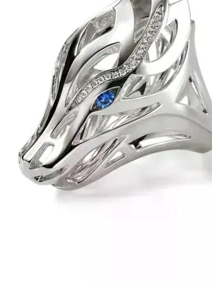 John Hardy Sterling Sapphire And Diamond Naga Ring