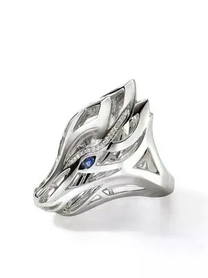 John Hardy Sterling Sapphire And Diamond Naga Ring