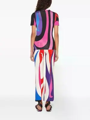 Emilio Pucci Marmo-print Satin T-shirt - Black