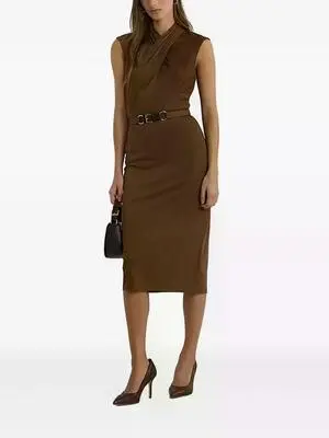 Ralph Lauren Belted Midi Dress - Brown