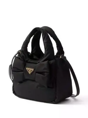 Prada Padded Re-nylon Mini Bag With Bow Detail - Black
