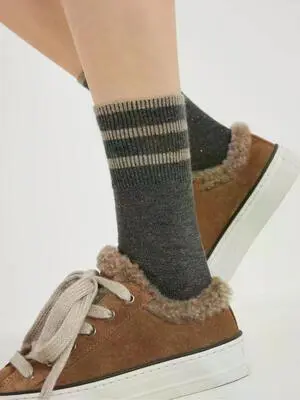 Brunello Cucinelli Stripe-detail Socks - Grey