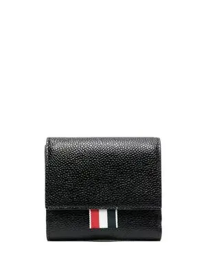 Thom Browne Rwb Stripe Pebbled Leather Wallet - Black