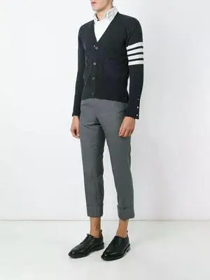 Thom Browne 4-bar Classic V-neck Cardigan - Grey