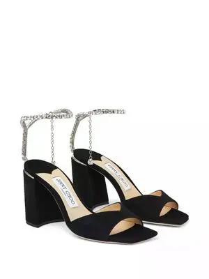 JIMMY CHOO Saeda 85mm Crystal-strap Sandals - Black