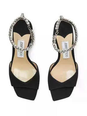 JIMMY CHOO Saeda 85mm Crystal-strap Sandals - Black