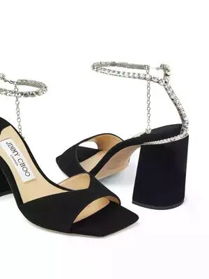 JIMMY CHOO Saeda 85mm Crystal-strap Sandals - Black