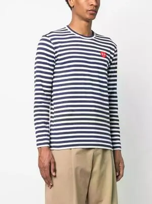 Play Comme Des Garcon Stripe-pattern Cotton T-shirt
