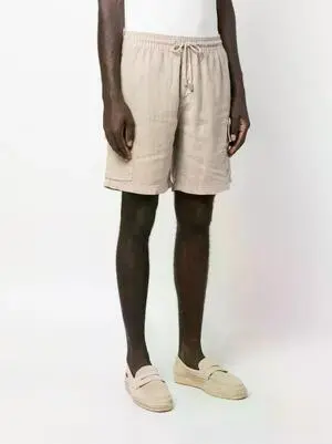 Vilebrequin Logo-patch Linen Shorts - Neutrals