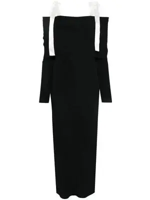 ROTATE BY BIRGER CHRISTENSEN Off-shoulder Knitted Maxi Dress - Black