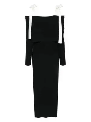 ROTATE BY BIRGER CHRISTENSEN Off-shoulder Knitted Maxi Dress