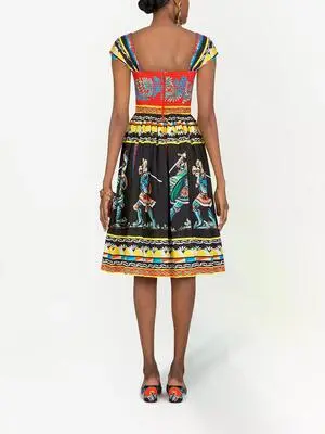 Dolce & Gabbana Carretto-print Bustier Midi Dress