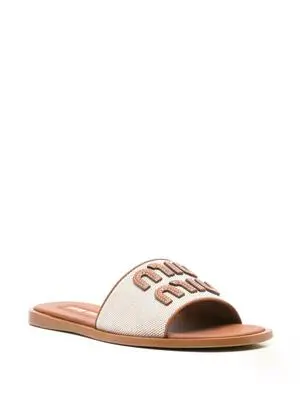 Miu Miu Logo-appliqué Slides