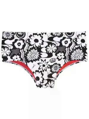 AMIR SLAMA Floral-print Swimming Trunks - Black