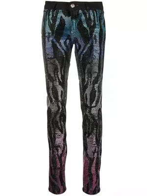 Philipp Plein Embellished Zebra Pattern Jeggings