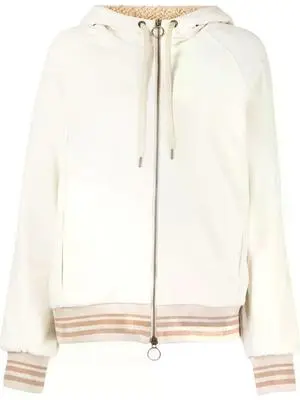 Eleventy Zipped-up Bomber Jacket With Drawstring Hood - Neutrals