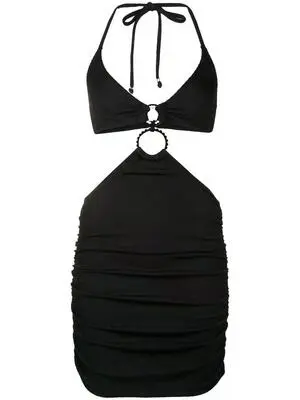 AMIR SLAMA Ribbed Halterneck Mini Dress - Black