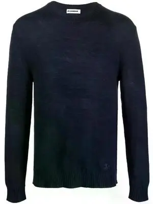 JIL SANDER Embroidered-logo Crew Neck Jumper - Blue