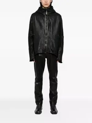 ISAAC SELLAM EXPERIENCE Flemmard Leather Hooded Zip-up Jacket