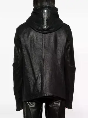 ISAAC SELLAM EXPERIENCE Flemmard Leather Hooded Zip-up Jacket