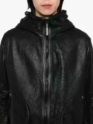 ISAAC SELLAM EXPERIENCE Flemmard Leather Hooded Zip-up Jacket