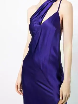 Michelle Mason Side-slit One-shoulder Gown - Blue