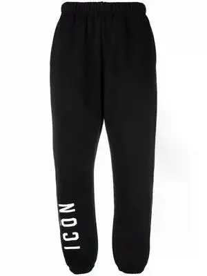 Dsquared2 Icon" Logo Print Cotton Track Pants - Black