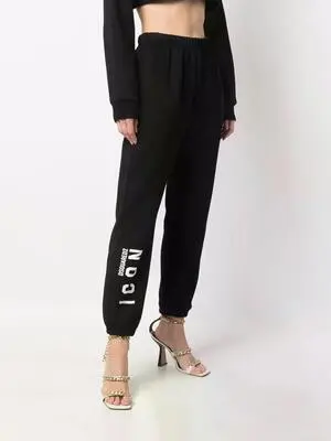 Dsquared2 Icon" Logo Print Cotton Track Pants - Black