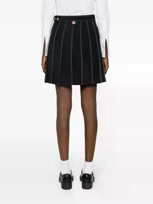 Thom Browne Striped Pleated Wool Miniskirt
