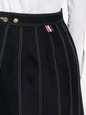 Thom Browne Striped Pleated Wool Miniskirt