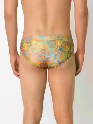 AMIR SLAMA Leaf Print Swim Briefs