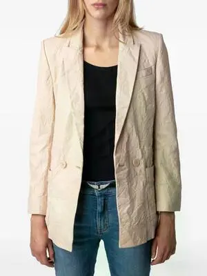 Zadig&Voltaire Peak-lapel Double-breasted Leather Blazer