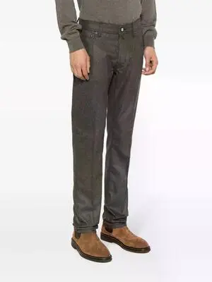 Jacob Cohen Bard Slim-cut Flannel Trousers - Brown