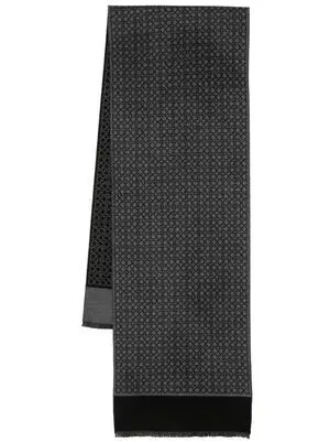 FERRAGAMO Gancini Branded Scarf - Grey