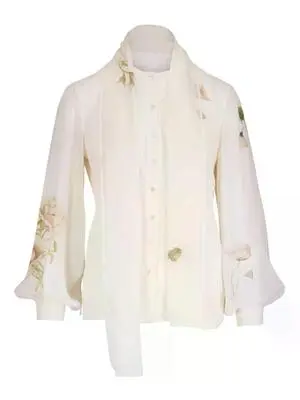 Akris Floral-embroidered Blouse