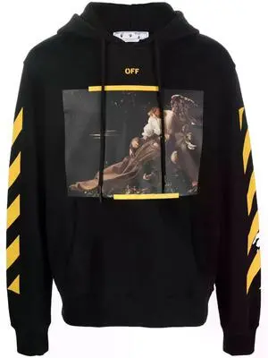 Off-White Caravaggio Print Hooded Sweatshirt - Black