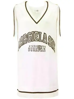 MAISON MARGIELA Logo-jacquard Knit Dress - White