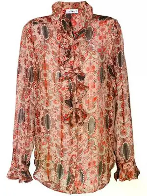 AMIR SLAMA Floral-print Silk Blouse