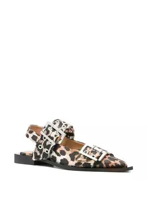 GANNI Leopard-print Slingback Ballet Flats - Neutrals