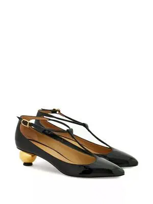 FERRAGAMO Heel-detail Leather Pumps - Black