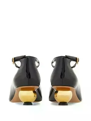 FERRAGAMO Heel-detail Leather Pumps - Black